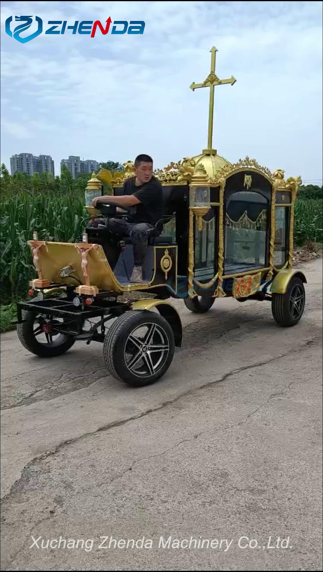 Decorative Black and Gold Funeral Hearse Ornate Electric Hearse Car ...